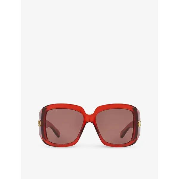 Gucci Gg1402s Square-frame Sunglasses - Red