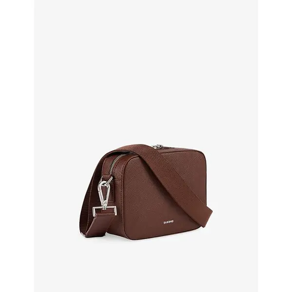 Sandro Leather Cross-body Bag With Logo - Cognac