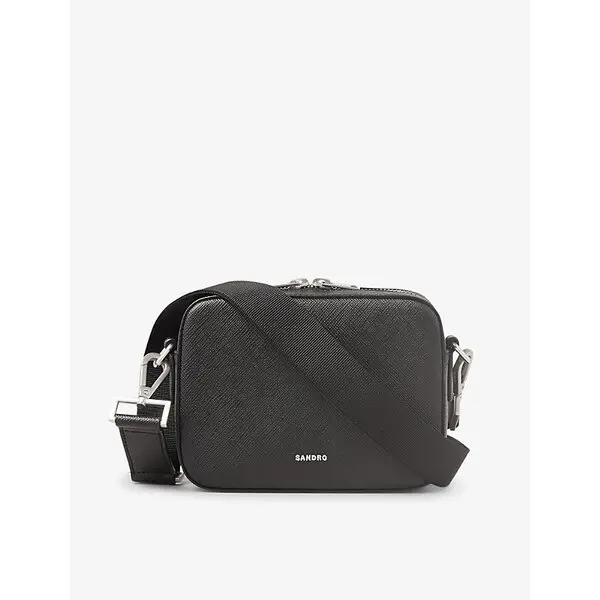 Sandro Leather Cross-body Bag With Logo - Noir / Gris