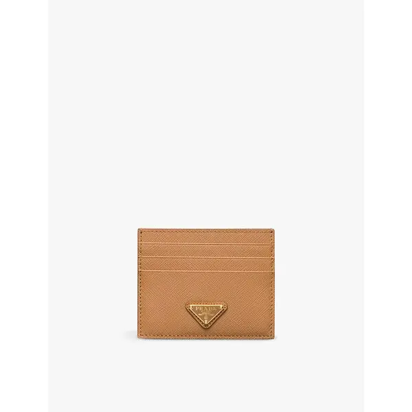 Prada Logo-plaque Saffiano Leather Card Holder - Neutral