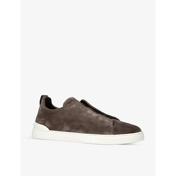 Zegna Triple Stitch Suede Low-top Trainers - Dark Brown