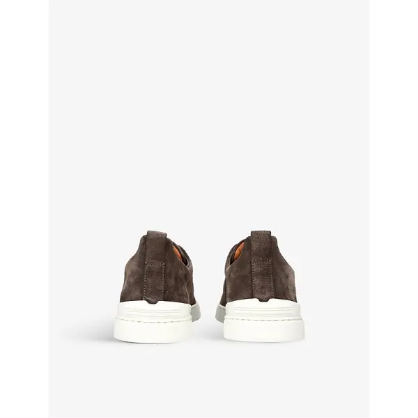 Zegna Triple Stitch Suede Low-top Trainers - Dark Brown
