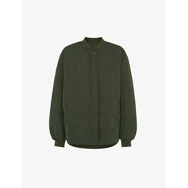Whistles Ida Diamond-quilted Coat - Khaki/olive