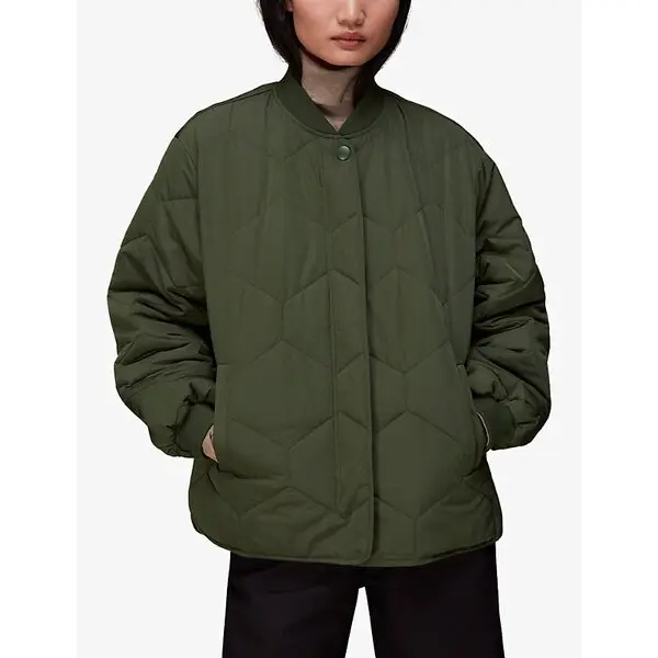 Whistles Ida Diamond-quilted Coat - Khaki/olive
