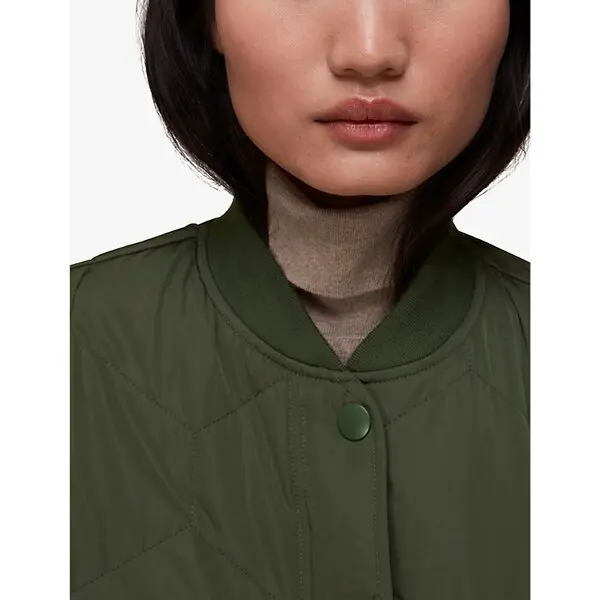 Whistles Ida Diamond-quilted Coat - Khaki/olive