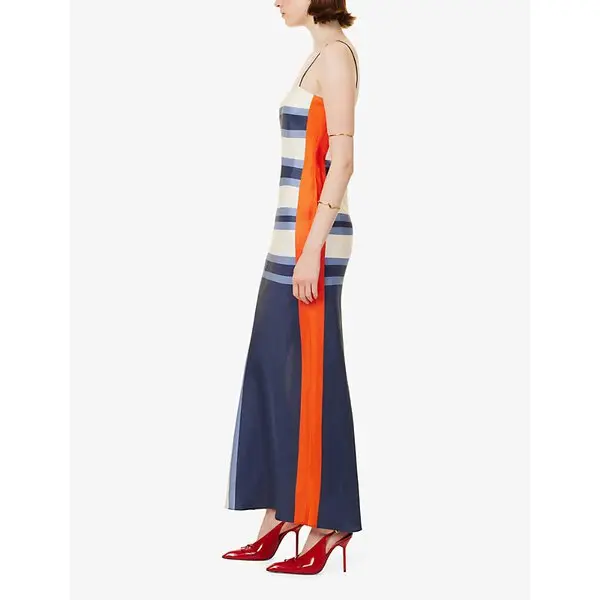 esse studios striped silk chiffon maxi dress Esse Studios Illi strapless stretch-knit and silk-crepe maxi dress - Women - Sky blue Dresses