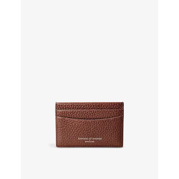 ASPINAL OF LONDON Logo-embellished Leather Card Holder - Tobacco