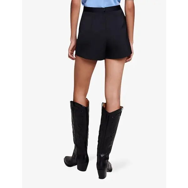 Maje Lupli Straight-fit Pleated Stretch-woven Shorts