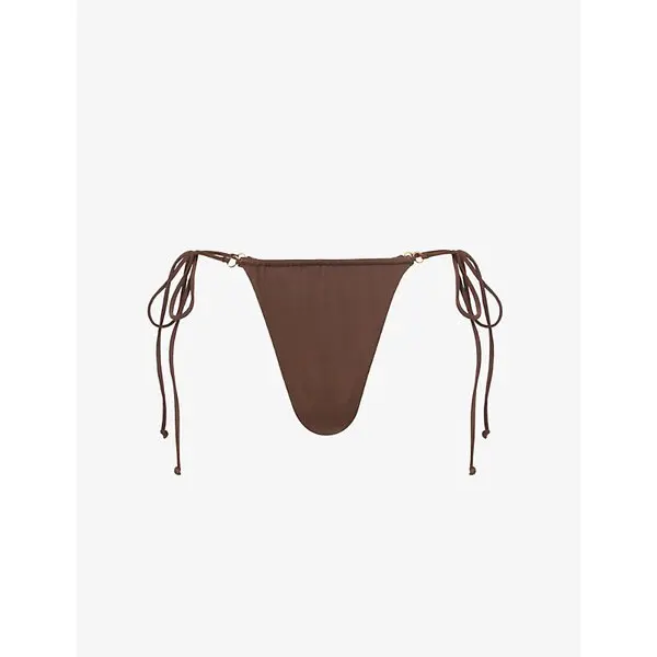AWAY THAT DAY Polyamide-blend Bikini Bottoms - Espresso