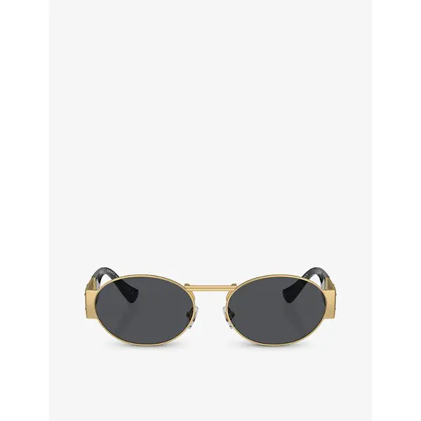 Versace Ve2264 Oval-frame Metal Sunglasses - Gold