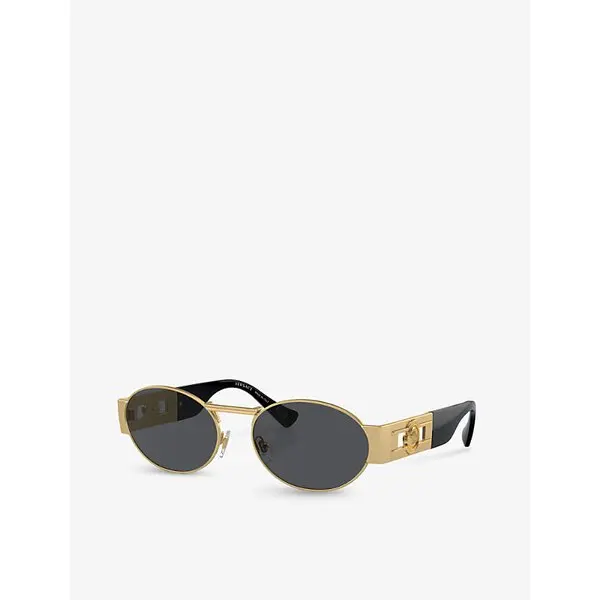 Versace Ve2264 Oval-frame Metal Sunglasses - Gold