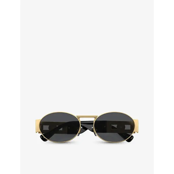Versace Ve2264 Oval-frame Metal Sunglasses - Gold
