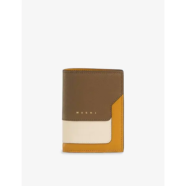 Marni Vanitosi Logo-embossed Leather Wallet - Cigar/shell/pumpkin