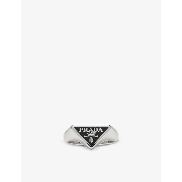 Prada Brand-plaque Sterling Silver Ring - Black