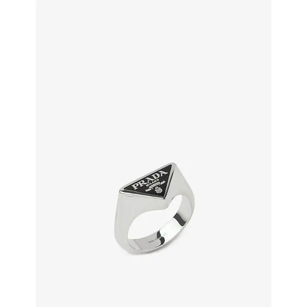 Prada Brand-plaque Sterling Silver Ring