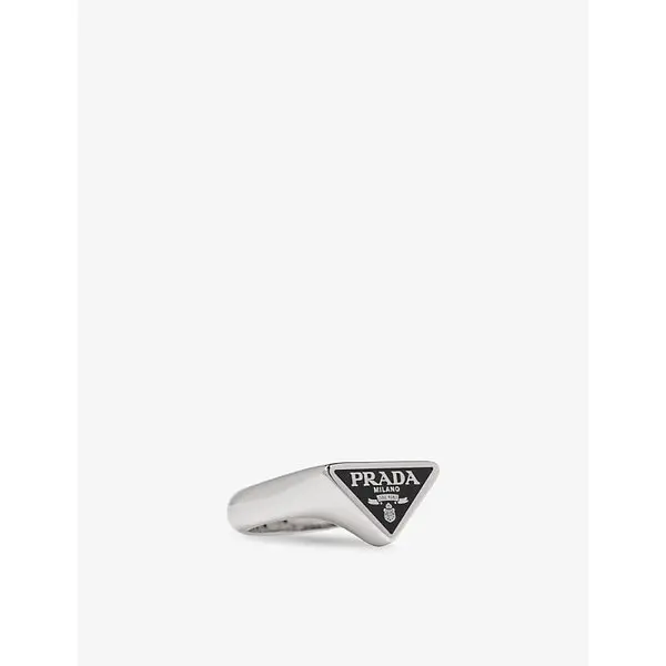 Prada Brand-plaque Sterling Silver Ring
