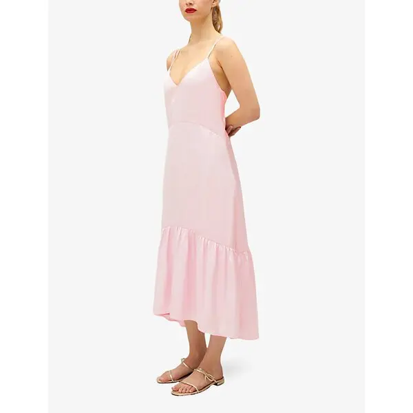 knee length dresses for ladies Mill Women's Dramatic Flowered Organza Midi Dress - Pink