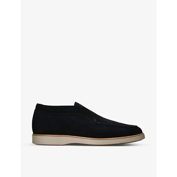 Magnanni Tonal-stitching Suede Mid-top Loafers - Navy