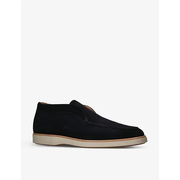 Magnanni Tonal-stitching Suede Mid-top Loafers - Navy