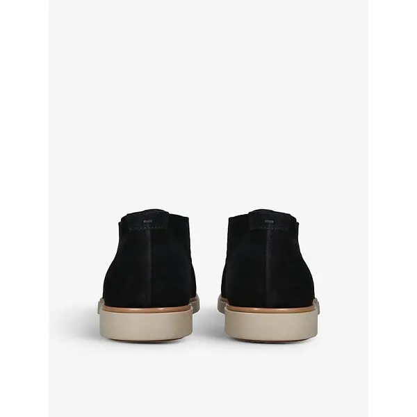 Magnanni Tonal-stitching Suede Mid-top Loafers - Navy