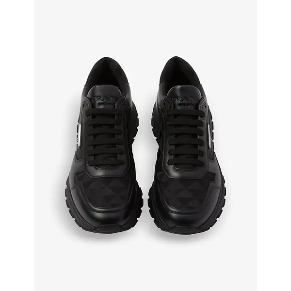 Prada Leather And Nylon Low-top Trainers - Black