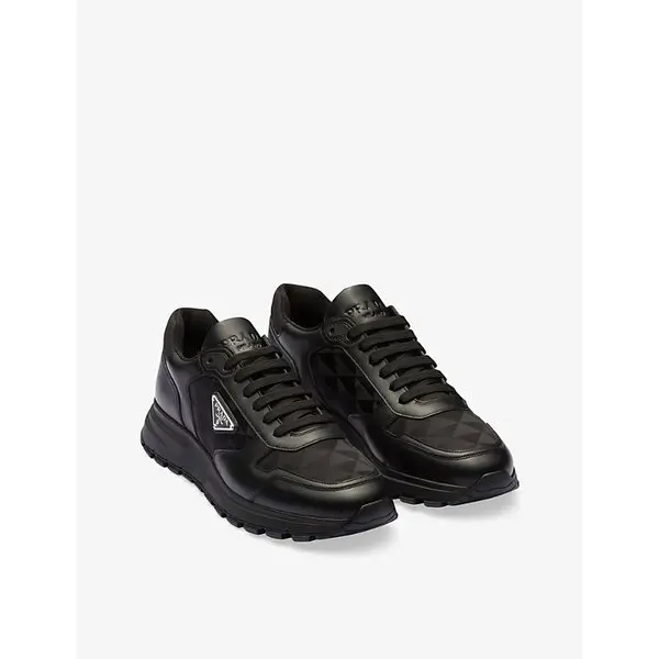 Prada Leather And Nylon Low-top Trainers - Black