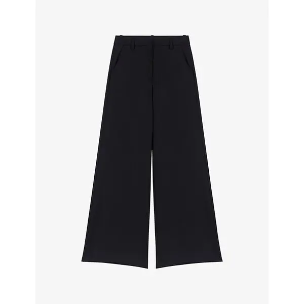 Maje High-rise Flared-leg Trousers - Noir / Gris