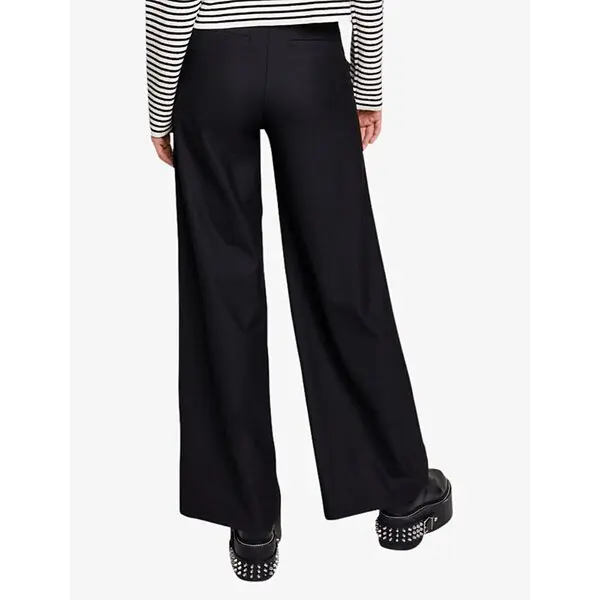 Maje High-rise Flared-leg Trousers - Noir / Gris