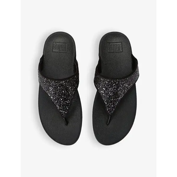 Fitflop Lulu Glitter Rhinestone-embellished Woven Sandals - Black