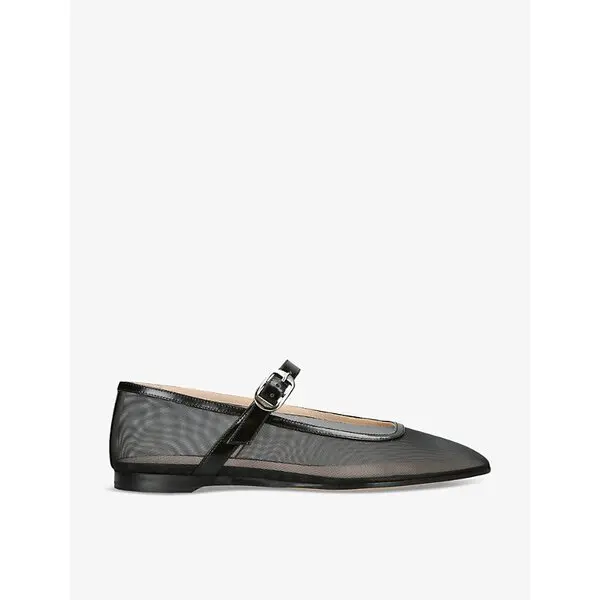 Le Monde Beryl Round-toe Trimmed Mesh And Patent-leather Mary Jane Courts