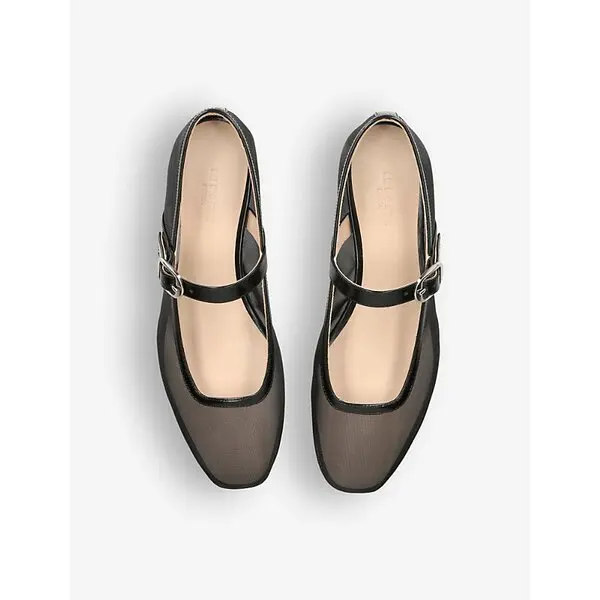 Le Monde Beryl Round-toe Trimmed Mesh And Patent-leather Mary Jane Courts