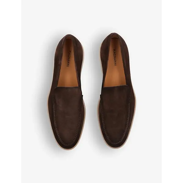 Magnanni Tonal-stitching Suede Loafers - Dark Brown