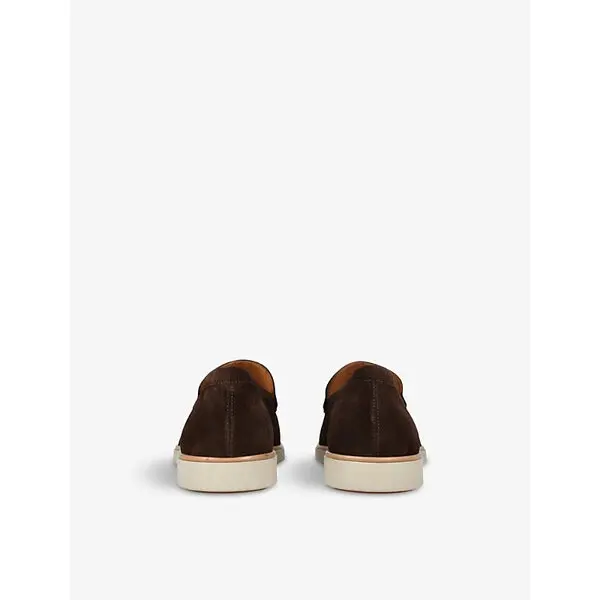Magnanni Tonal-stitching Suede Loafers - Dark Brown