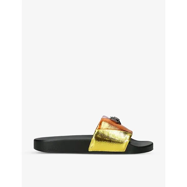 Kurt Geiger Eagle-embellished Striped Rubber Sliders - Mult/other