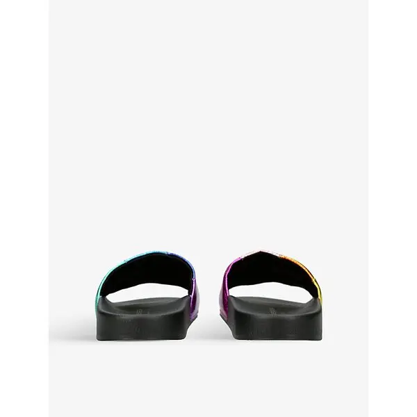 Kurt Geiger Eagle-embellished Striped Rubber Sliders - Mult/other