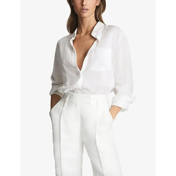 REISS Campbell Linen Shirt - White