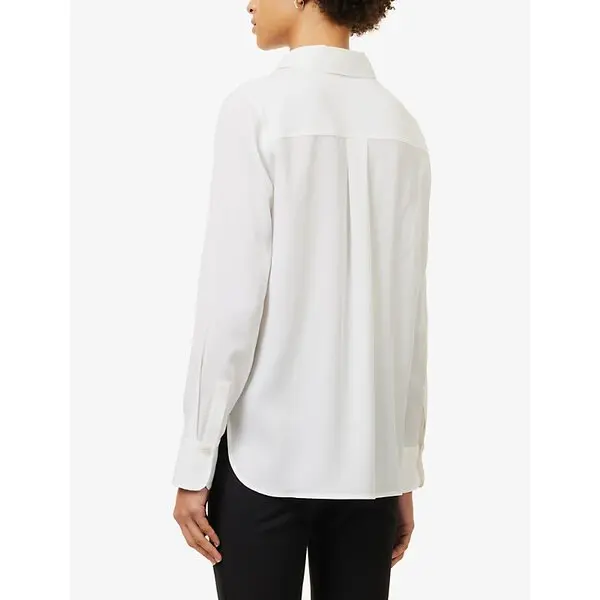 Vince Curved-hem Slim-fit Silk-blend Shirt - Optic White
