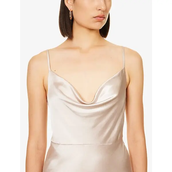 how to shorten a chiffon bridesmaid dress Damsel Reverse Halter Maxi Dress Oyster main image 1