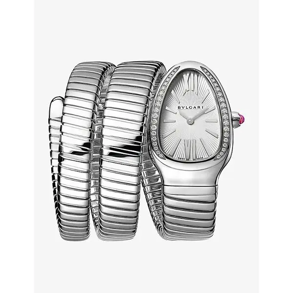 BVLGARI Serpenti Tubogas Diamond Quartz Watch - Stainless Steel