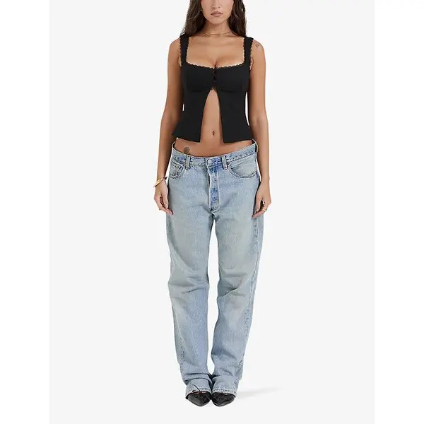 House Of Cb Noura Square-neck Stretch-cotton Top