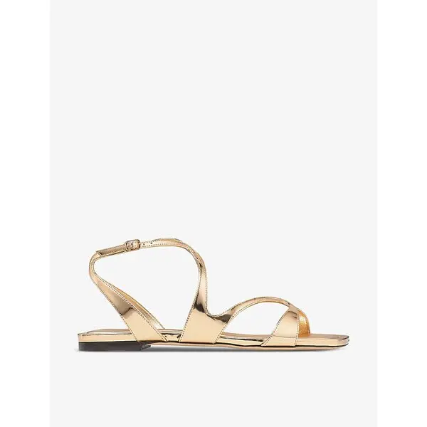 JIMMY CHOO Ayla Liquid-leather Sandals - Gold
