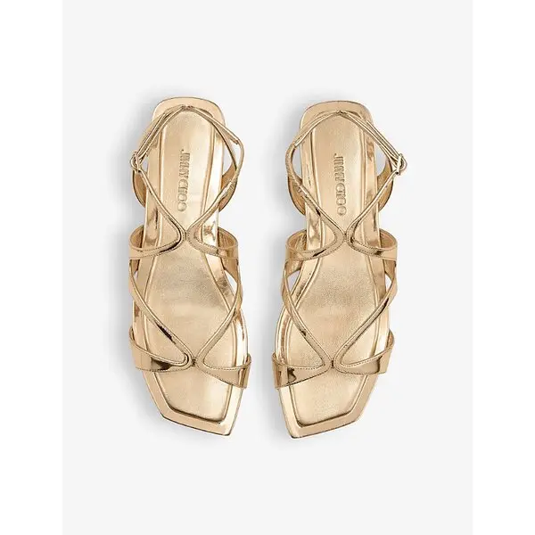 JIMMY CHOO Ayla Liquid-leather Sandals - Gold
