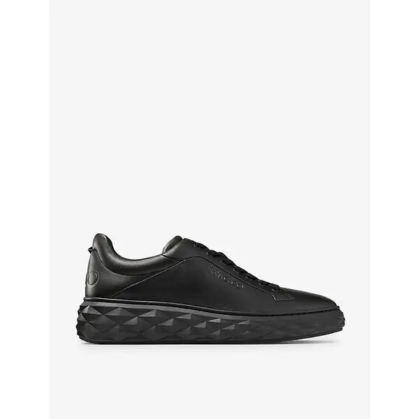 JIMMY CHOO Diamond Maxi Logo-embossed Leather Low-top Trainers - V Black/black