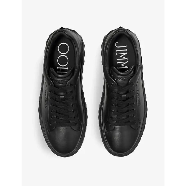 JIMMY CHOO Diamond Maxi Logo-embossed Leather Low-top Trainers - V Black/black