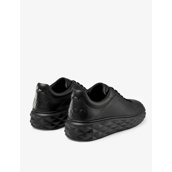 JIMMY CHOO Diamond Maxi Logo-embossed Leather Low-top Trainers - V Black/black