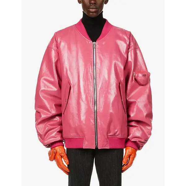 Prada Oversized Leather Bomber Jacket