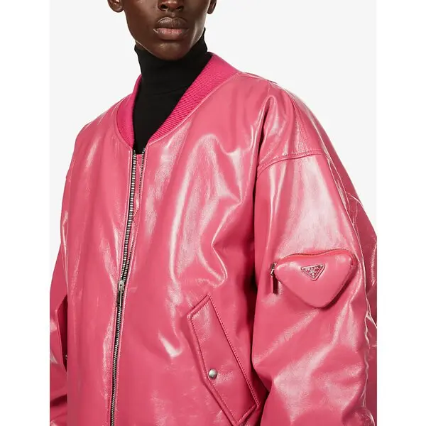 Prada Oversized Leather Bomber Jacket