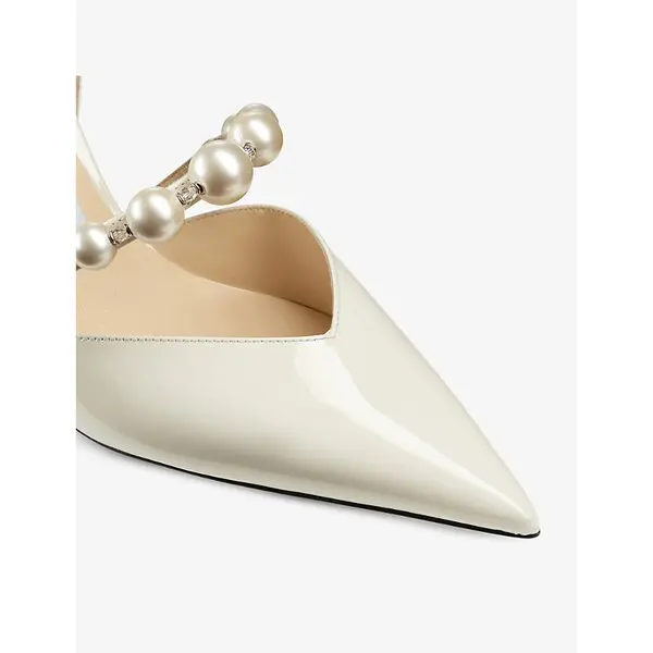 JIMMY CHOO Aurelie 65 Pearl-embellished Patent-leather Courts