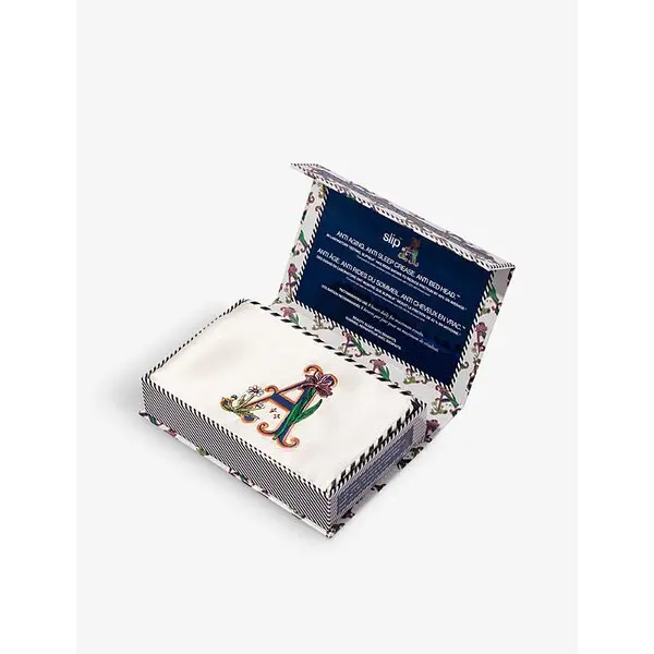 Slip Queen Letter-embroidered Silk Pillowcase 51cm 76cm - A