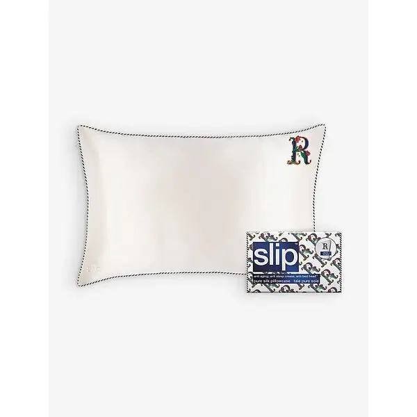 Slip Queen Letter-embroidered Silk Pillowcase 51cm 76cm - B